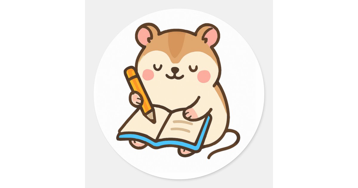 Hamster Writing in a Journal Classic Round Sticker | Zazzle