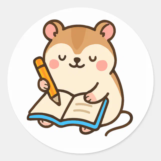 Hamster Writing in a Journal Classic Round Sticker | Zazzle