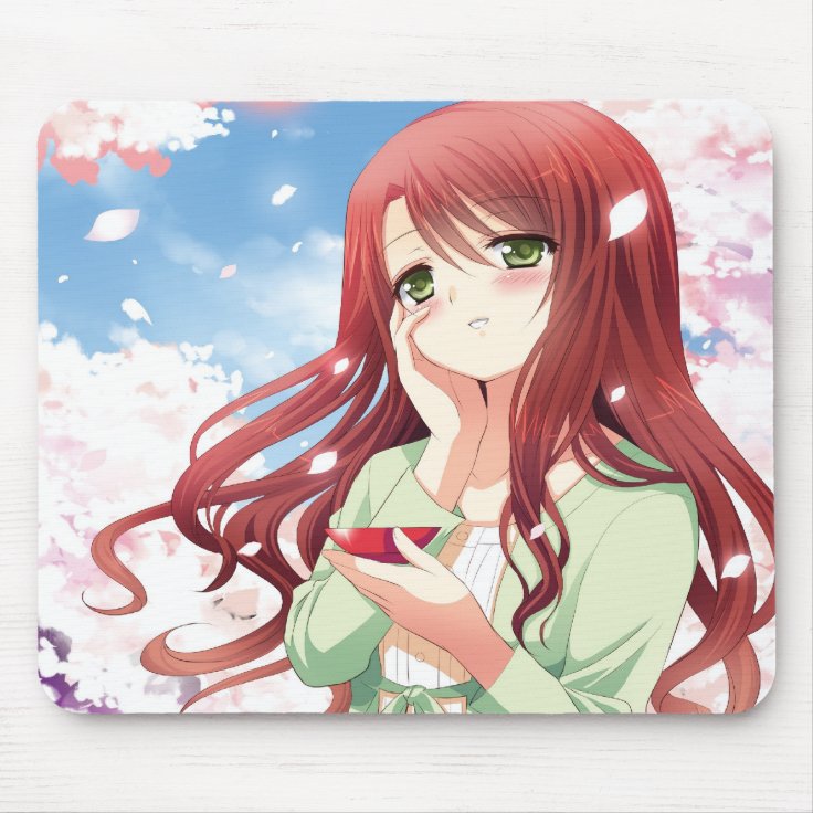 Hanami Anime Girl Mousepad | Zazzle
