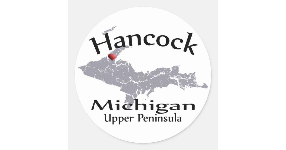 Hancock Michigan Heart Map Design Sticker | Zazzle