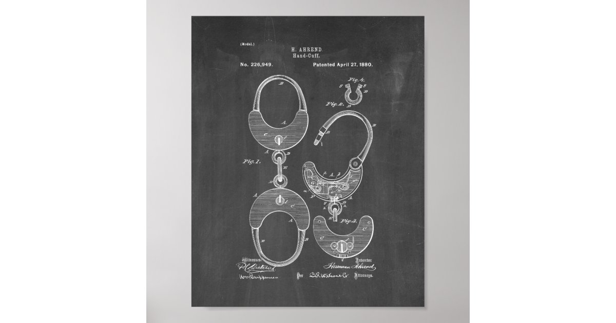 Hand-cuff Patent - Chalkboard Poster | Zazzle