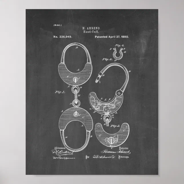 Hand-cuff Patent - Chalkboard Poster | Zazzle