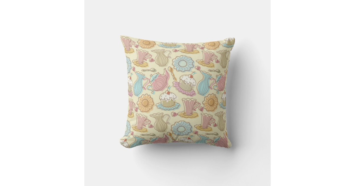 Hand Drawing Dishes Silhouettes Throw Pillow | Zazzle