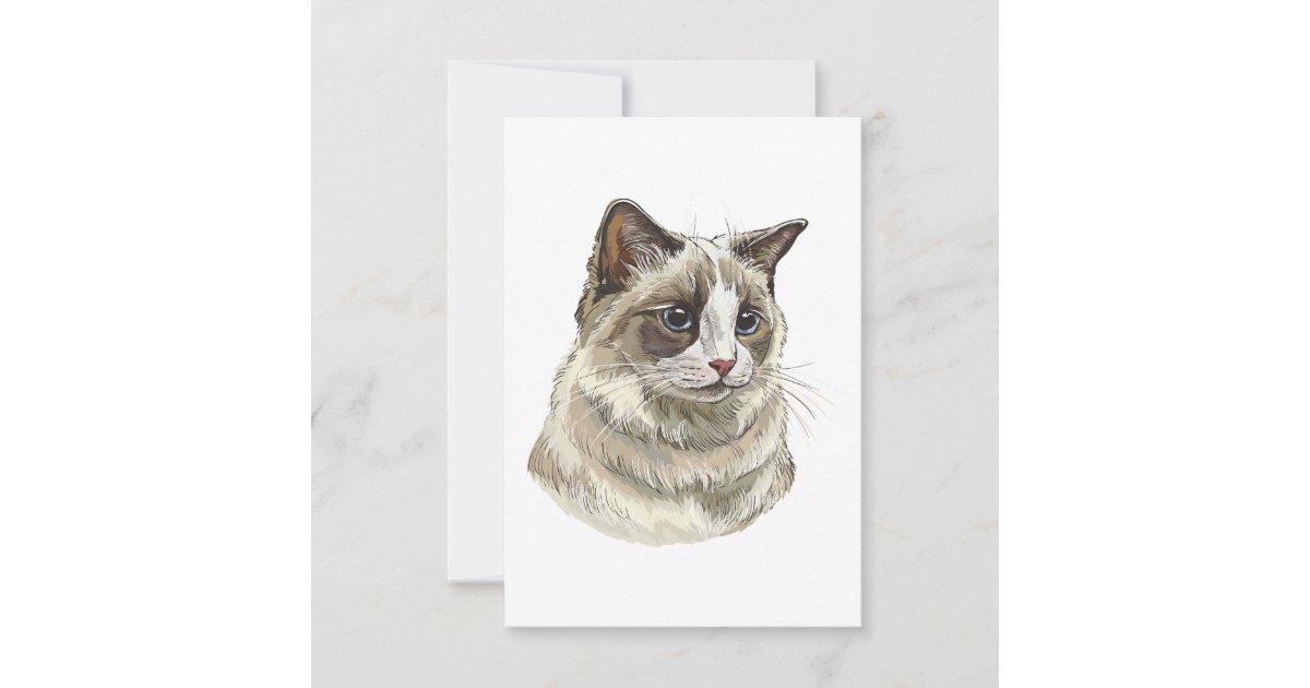Hand drawing luffy Ragdoll cat Thank You Card | Zazzle