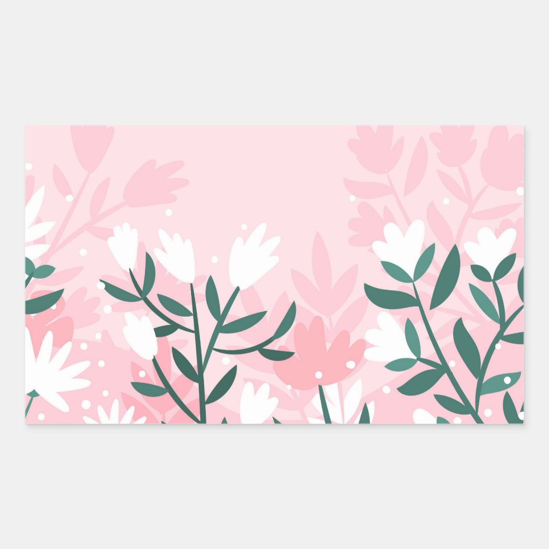 Hand Drawn Abstract Flowers Rectangular Sticker | Zazzle