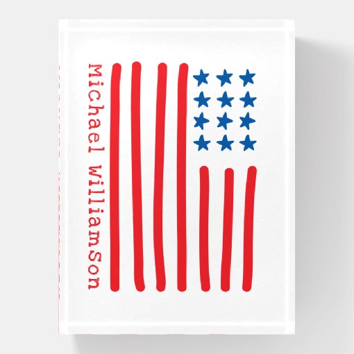 Hand Drawn American Flag | Personalized Patriotic Paperweight | Zazzle