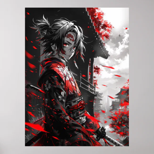 Hand Drawn Anime Minimalistic Demon Slayer Poster | Zazzle
