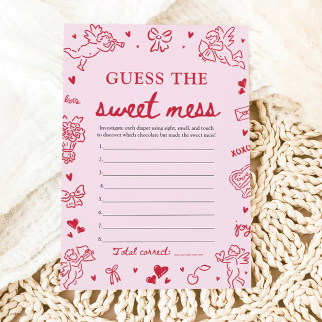 Hand Drawn Baby Shower Guess The Sweet Mess Game Invitation | Zazzle
