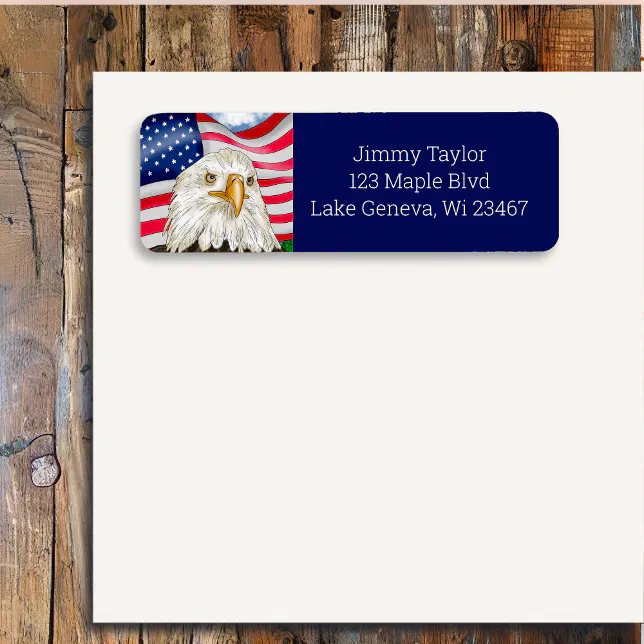 Hand Drawn Bald Eagle and American Flag Patriotic Label | Zazzle