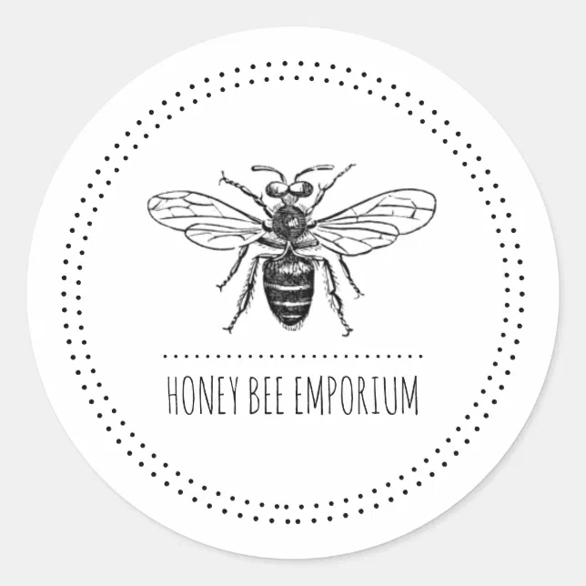 Hand Drawn Bee Business Classic Round Sticker | Zazzle