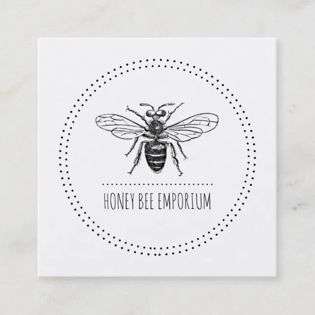 Hand Drawn Bee In Circle Square Business Card | Zazzle