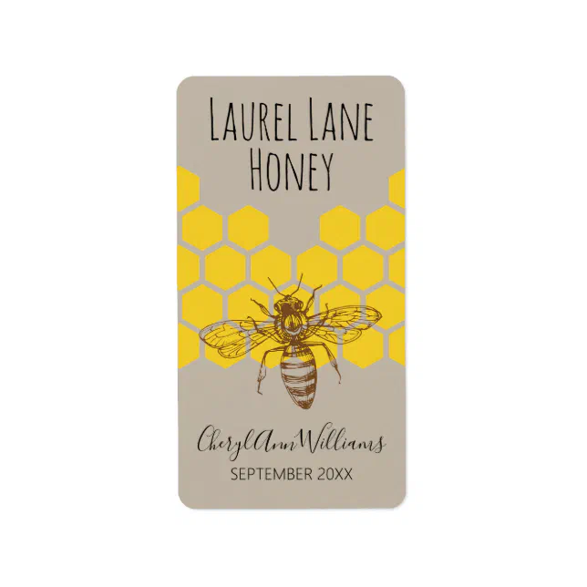 Hand-Drawn Bee Signature Series Apiary Product Label | Zazzle