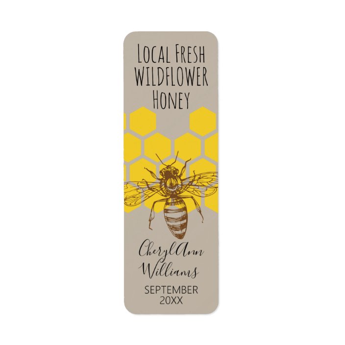 Hand-Drawn Bee Signature Series Vertical Product Label | Zazzle.com