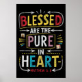 Hand-Drawn Bible Verse: Blessed Pure Heart Poster | Zazzle