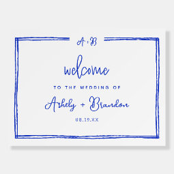 Hand Drawn Blue Large Wedding Welcome Sign | Zazzle