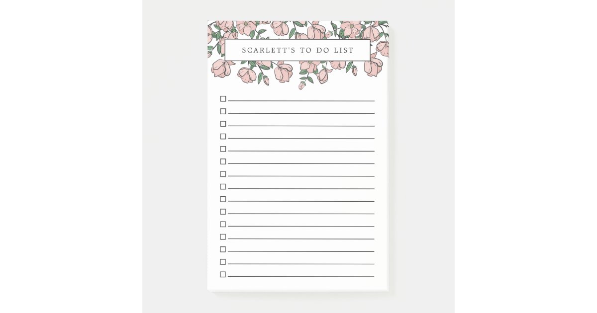 Hand Drawn Blush Pink Flowers To Do List Post-it Notes | Zazzle