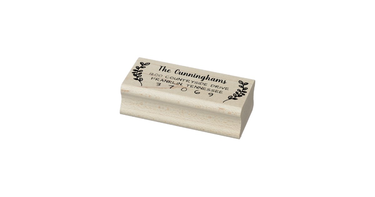 Hand Drawn Botanical Greenery Branch Rubber Stamp | Zazzle