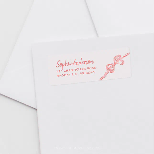 Hand Drawn Bow Baby Shower Return Address Labels | Zazzle