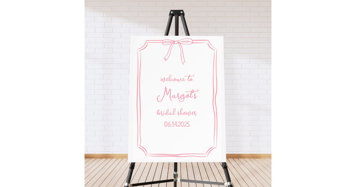 Hand Drawn Bow Coquette Cute Pink Welcome Sign | Zazzle