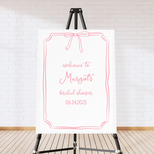Hand Drawn Bow Coquette Cute Pink Welcome Sign | Zazzle