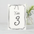 Hand Drawn Bow Cute Coquette Chic Table Number | Zazzle