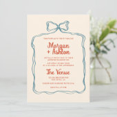 Hand Drawn Bow Frame Wedding Invitation | Zazzle