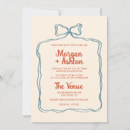 Hand Drawn Bow Frame Wedding Invitation | Zazzle