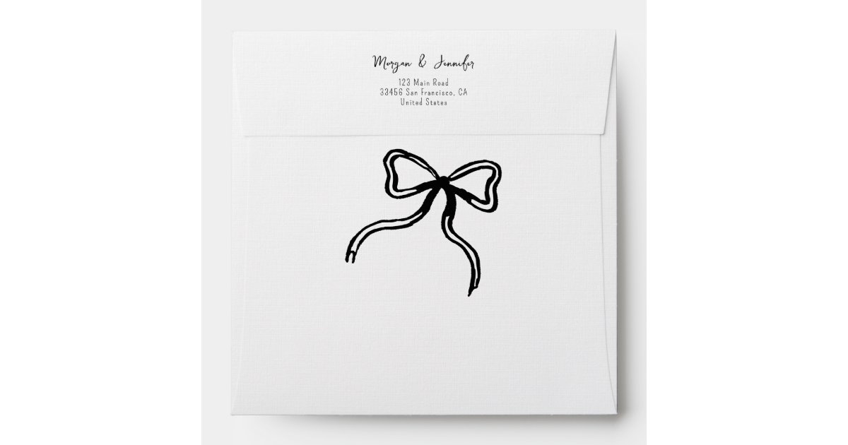 Hand drawn bow Wedding Personalized Envelope | Zazzle