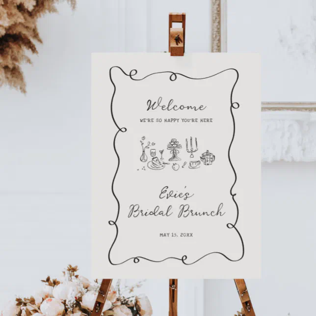 Hand Drawn Bridal Brunch Welcome Sign | Zazzle