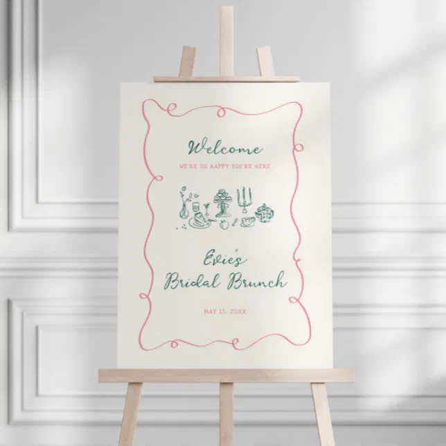 Hand Drawn Bridal Brunch Welcome Sign | Zazzle