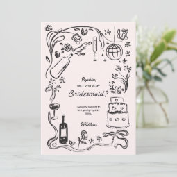 Hand Drawn Bridesmaid Proposal Cards | Zazzle