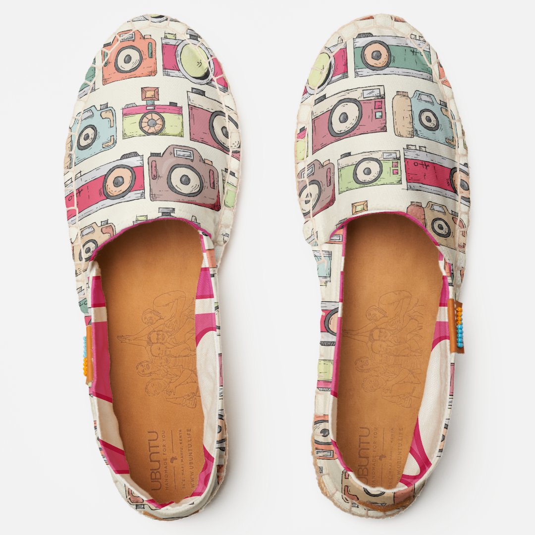 Hand Drawn Camera Pattern Colorful Photographer Espadrilles | Zazzle