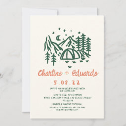 Hand drawn Camp Nature Scribble Wedding Invitation | Zazzle