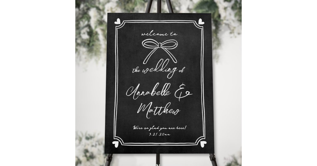 Hand Drawn Chalk Whimsical Wedding Welcome Sign | Zazzle