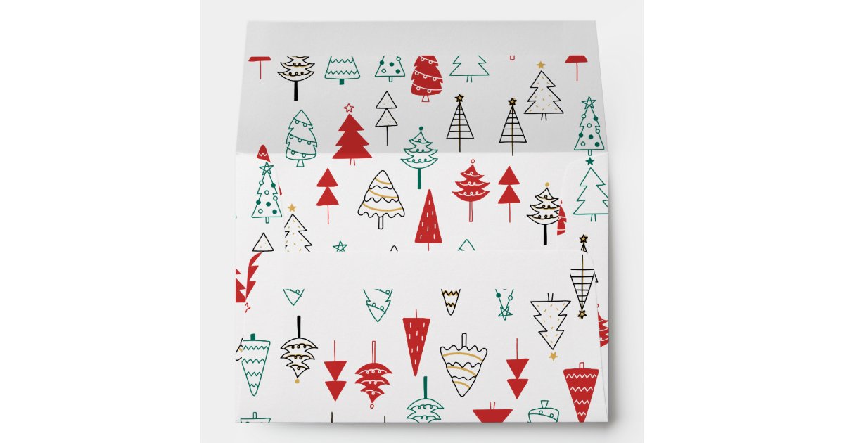 Hand Drawn Christmas Tree Pattern Envelope | Zazzle