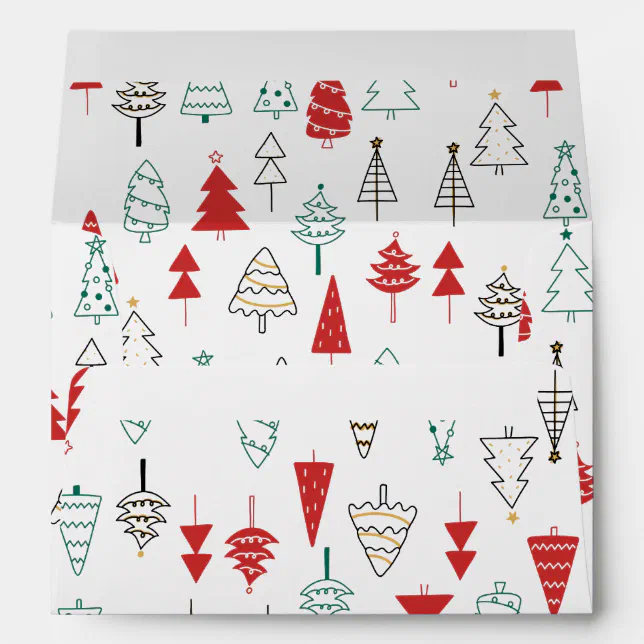 Hand Drawn Christmas Tree Pattern Envelope | Zazzle