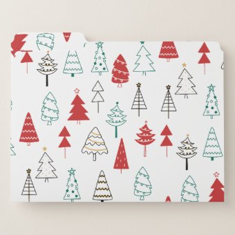 Hand Drawn Christmas Tree Pattern File Folder | Zazzle