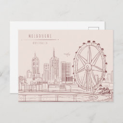 Hand Drawn City Skyline | Melbourne, Australia Postcard | Zazzle