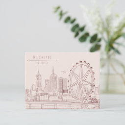 Hand Drawn City Skyline | Melbourne, Australia Postcard | Zazzle