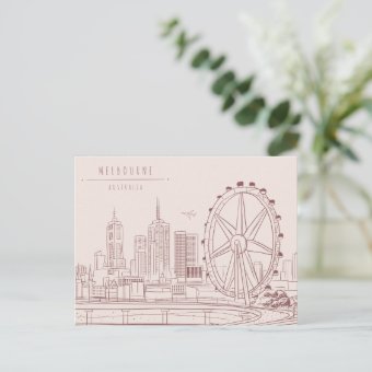 Hand Drawn City Skyline | Melbourne, Australia Postcard | Zazzle