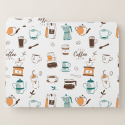 Hand Drawn Coffee and Cafe Pattern File Folder | Zazzle