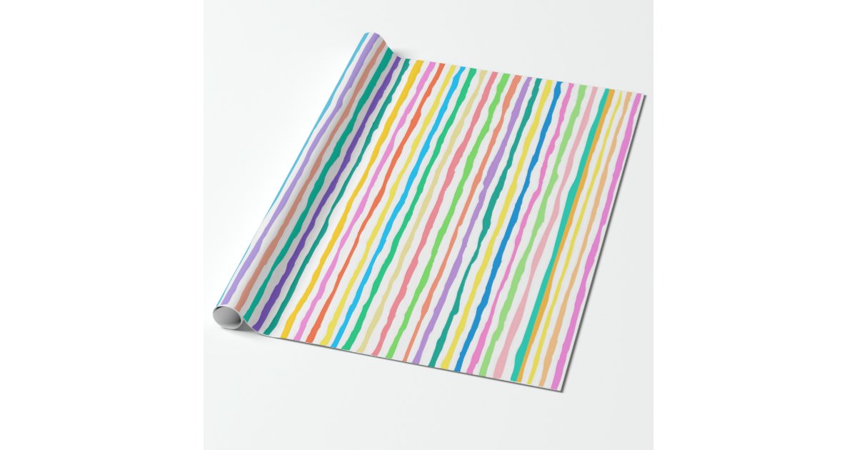 Hand-drawn colorful lines pattern wrapping paper | Zazzle