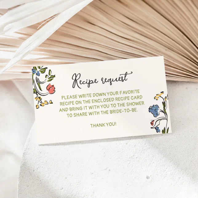 Hand Drawn Colorful Recipe Request Enclosure Card | Zazzle