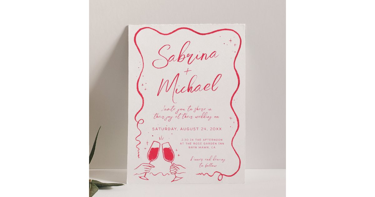 Hand Drawn Curvy Whimsical Wedding Invitation | Zazzle