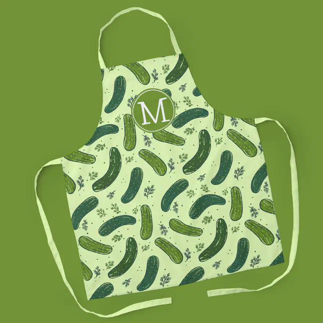 Hand Drawn Dill Pickle Pattern Apron | Zazzle