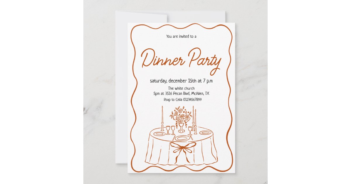 Hand Drawn Dinner Party Invitation | Zazzle
