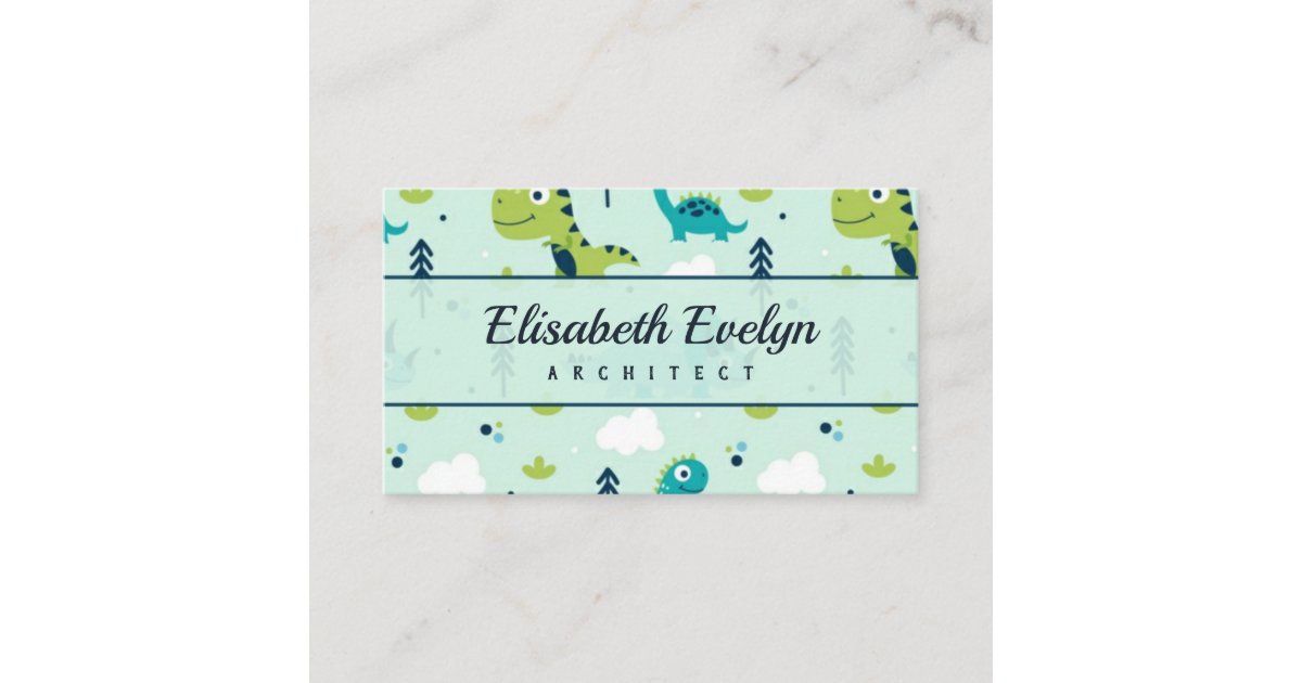Hand drawn dinosaur pattern business card | Zazzle