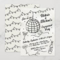 Hand Drawn Disco Ball Funky Engagement Party Invitation | Zazzle