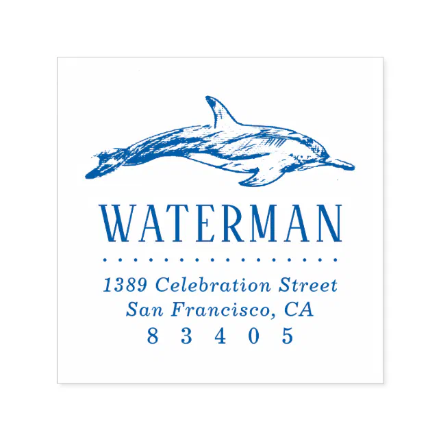 Hand-drawn Dolphin Family Name Return Address Self-inking Stamp | Zazzle
