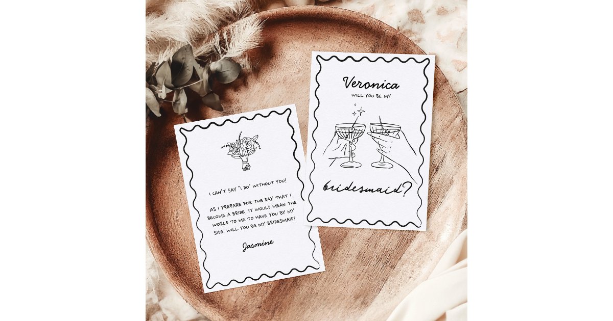 Hand Drawn Doodle Bridesmaid Proposal Card | Zazzle